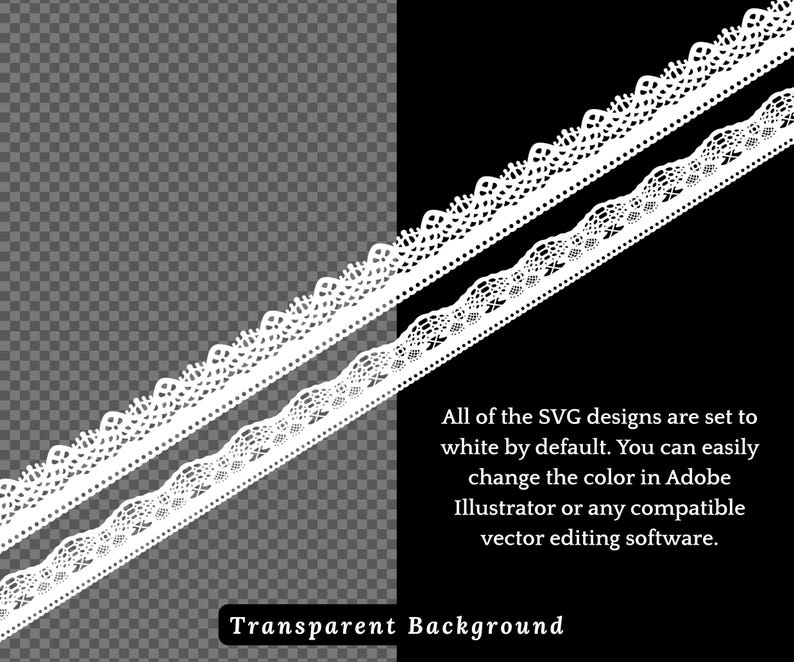 99 Lace Border SVG PNG Clipart, Vintage Crochet Lace Trim Digital Files ...
