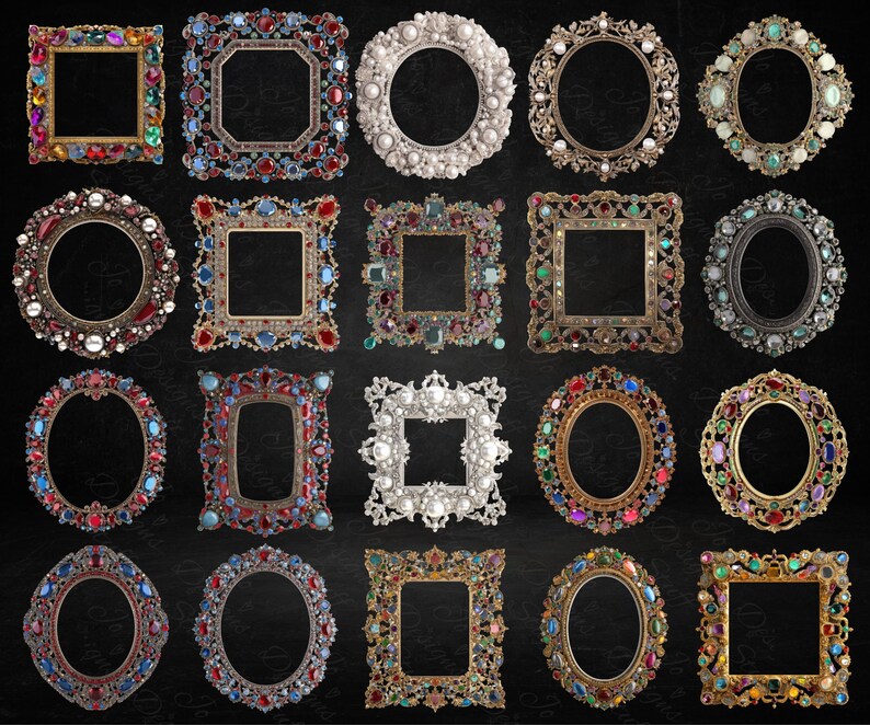 Gemstone & Jewelry Frames Printable Elegant Frames Junk - Etsy