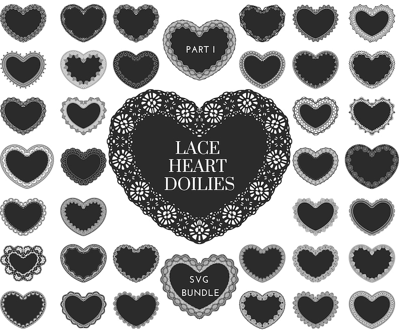 Floral Lace Heart Doily Svg-vol.1, Vintage Antique Decorative Heart ...