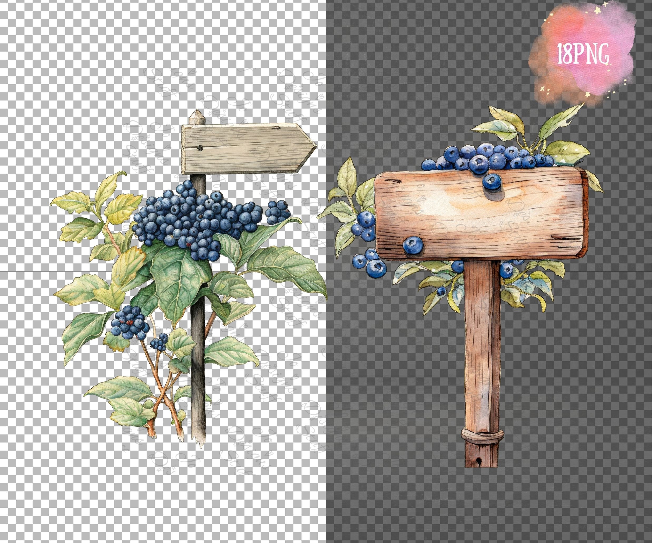 Watercolor Wooden Fruit Signs Clipart Vintage Village Rustic - Etsy