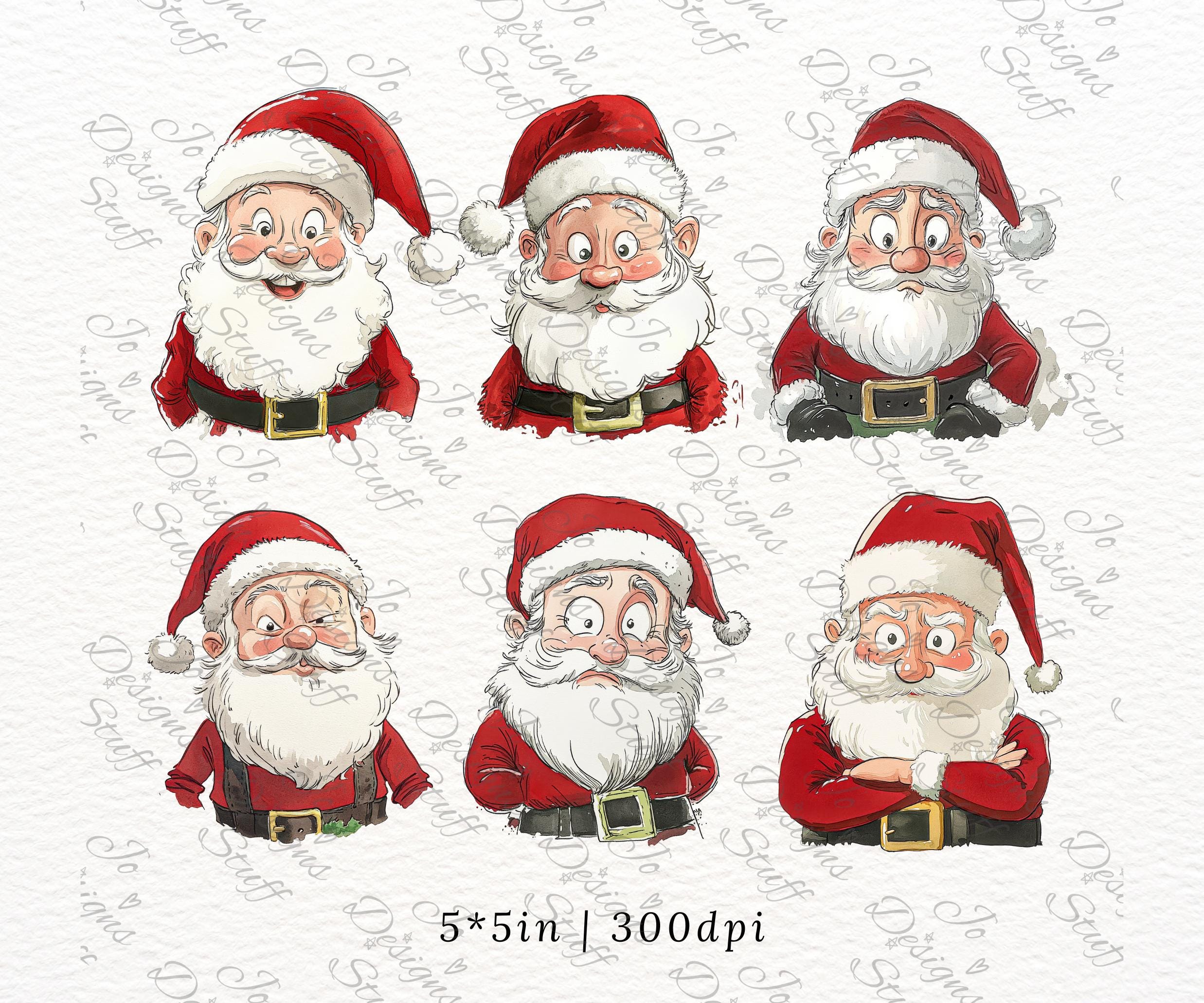 Funny Santa PNG Watercolor Clipart Quirky Santa Claus Face Art for ...