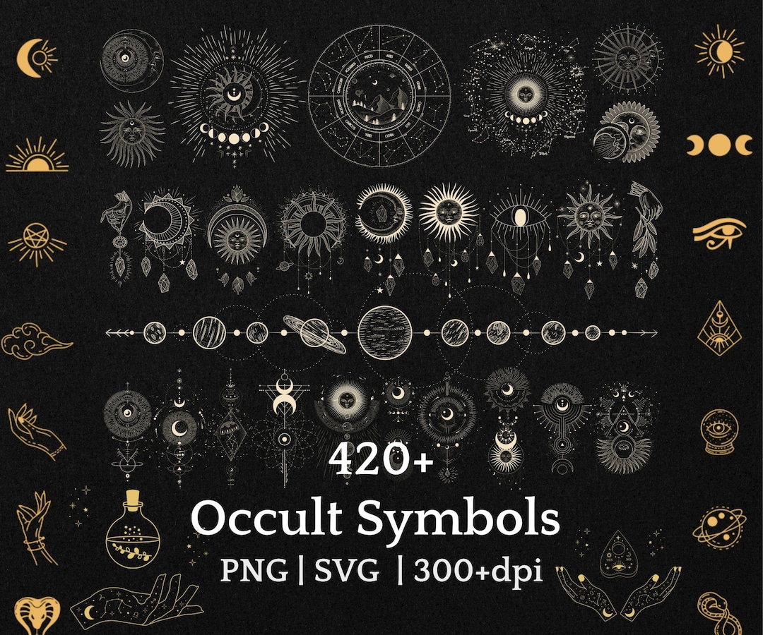 Mystic Occult Wiccan Symbols Clipart Bundle 420 Plus Designs SVG and ...