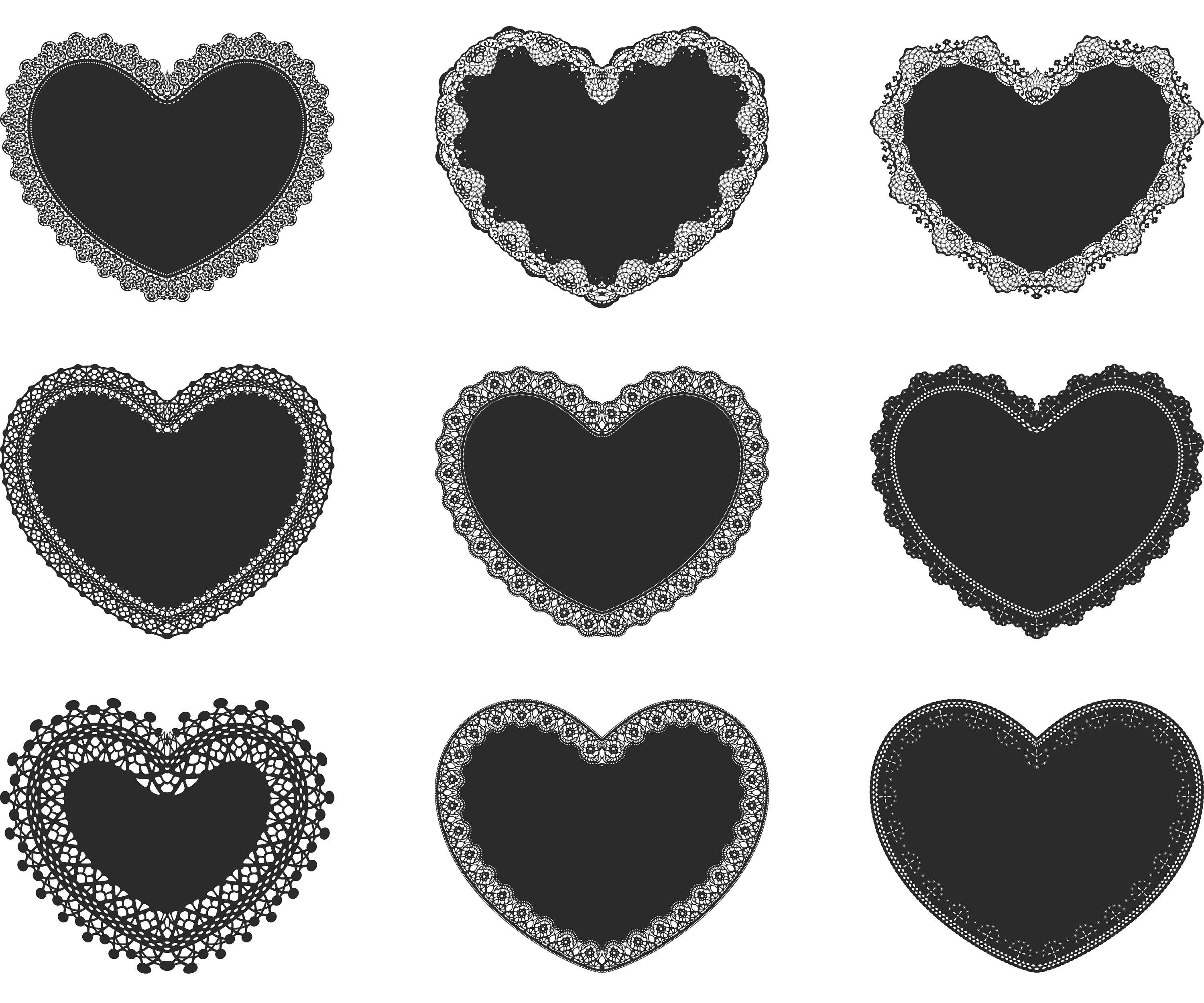 Floral Lace Heart Doily Svg-vol.2, Vintage Antique Decorative Heart ...