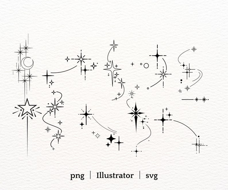 Star Sparkle Clipart Bundle 180 Designs SVG and PNG Transparent ...