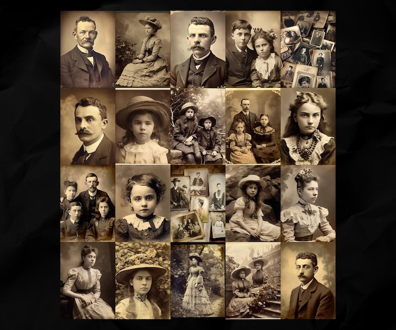 Vintage Family Portraits, 56 Jpegs, Victorian Old Junk Journal ...