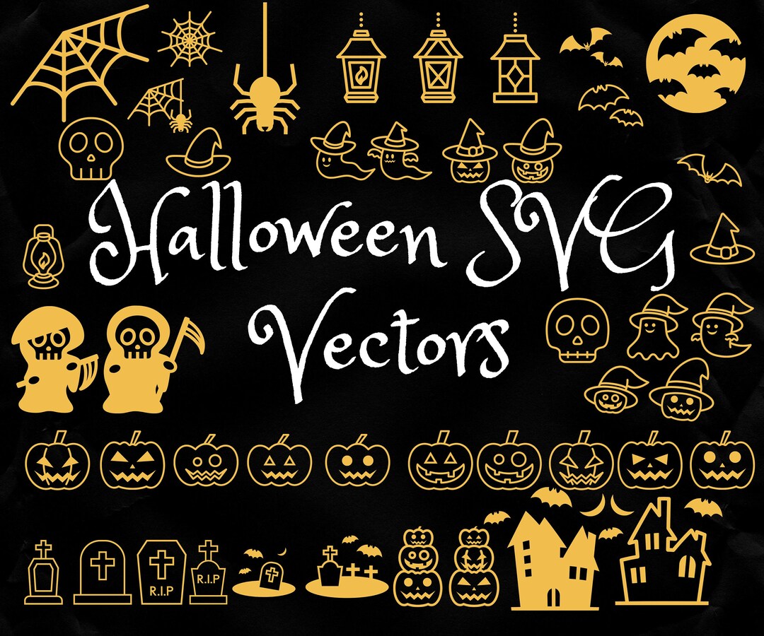 Spooky Halloween Icon Set: 46 Vector SVG Designs ,halloween Svg Files ...