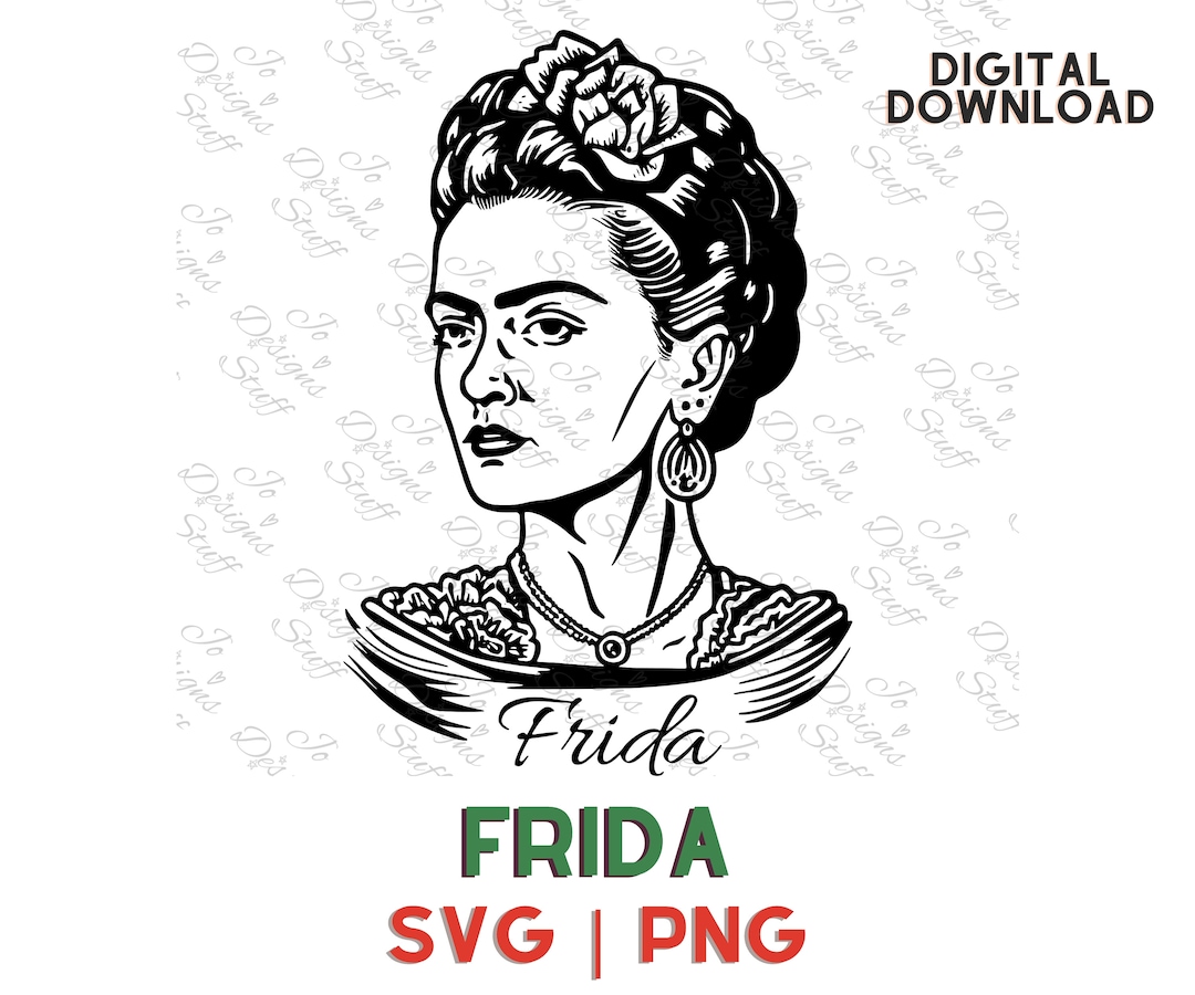 Frida Kahlo Svg, Frida Kahlo Clipart Vector Portrait Silhouette, Artist ...