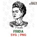 Frida Kahlo Svg, Frida Kahlo Clipart Vector Portrait Silhouette, Artist ...