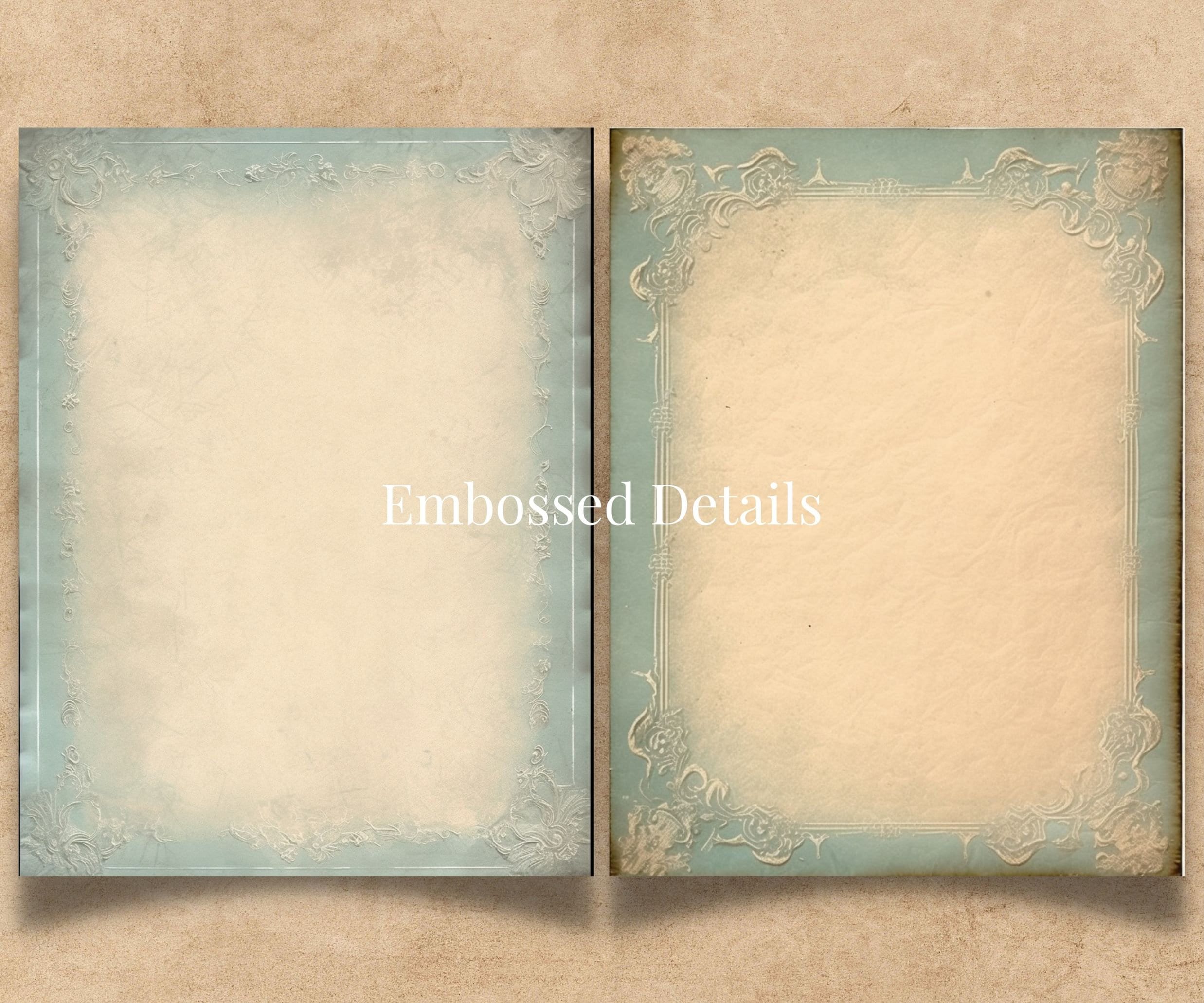 Embossed Junk Journal Paper Set of 12 blue Paper Texture - Etsy