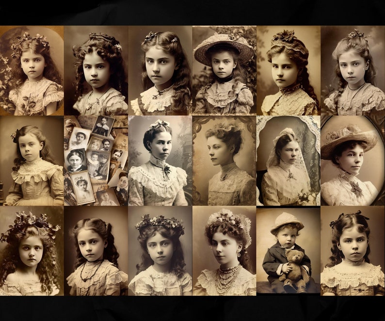 Vintage Family Portraits, 56 Jpegs, Victorian Old Junk Journal ...