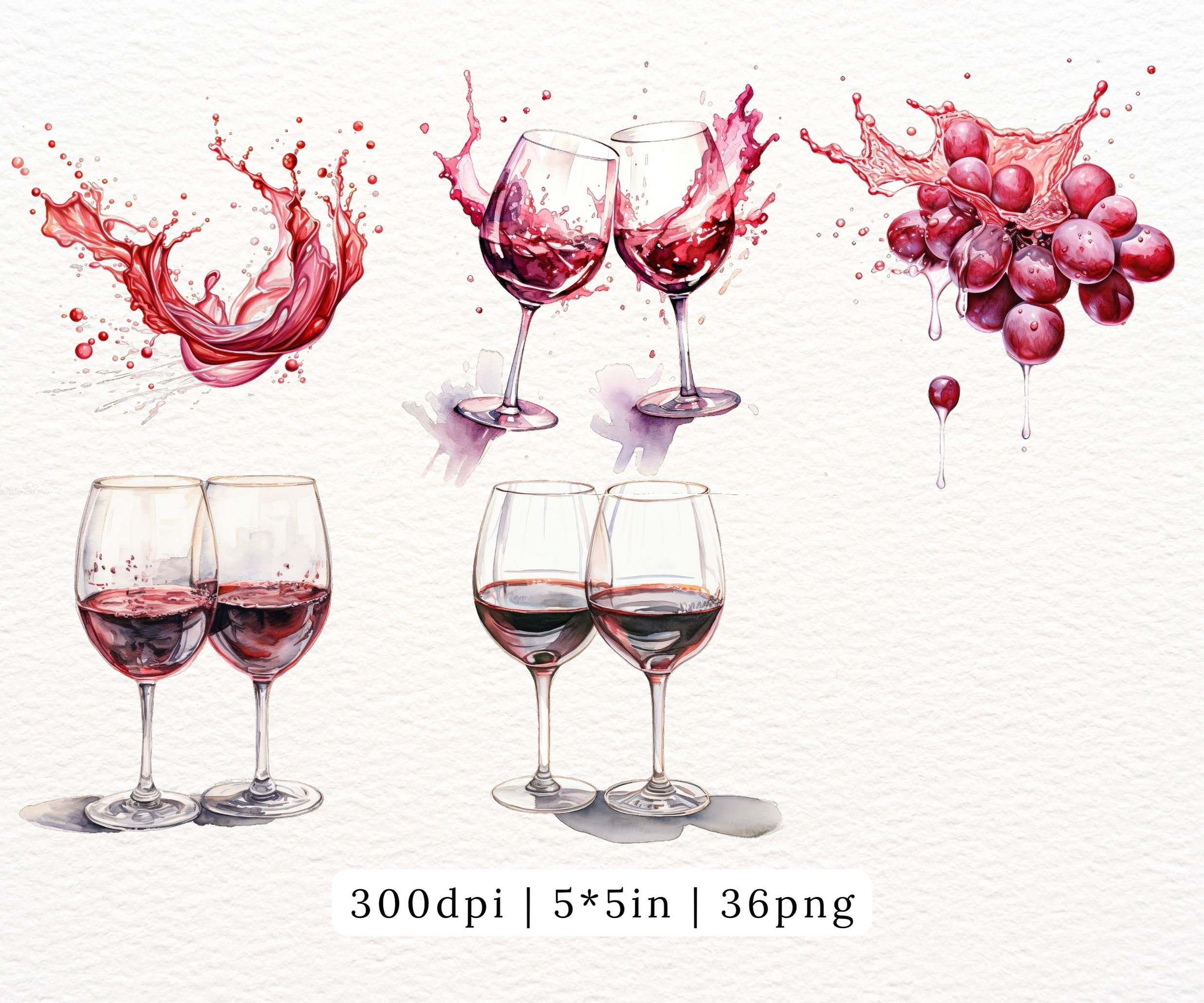 Watercolor Red Wine Clipart, Cheers to Celebration, Wine Glasses ...