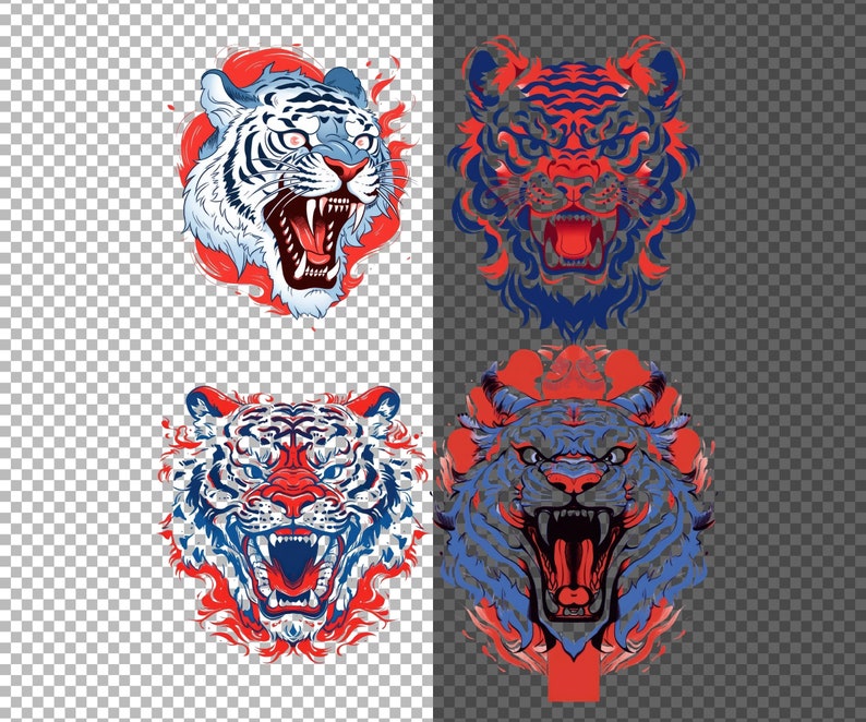 Chinese Tiger Clipart, Traditional Tiger Pattern Png, Vintage ...