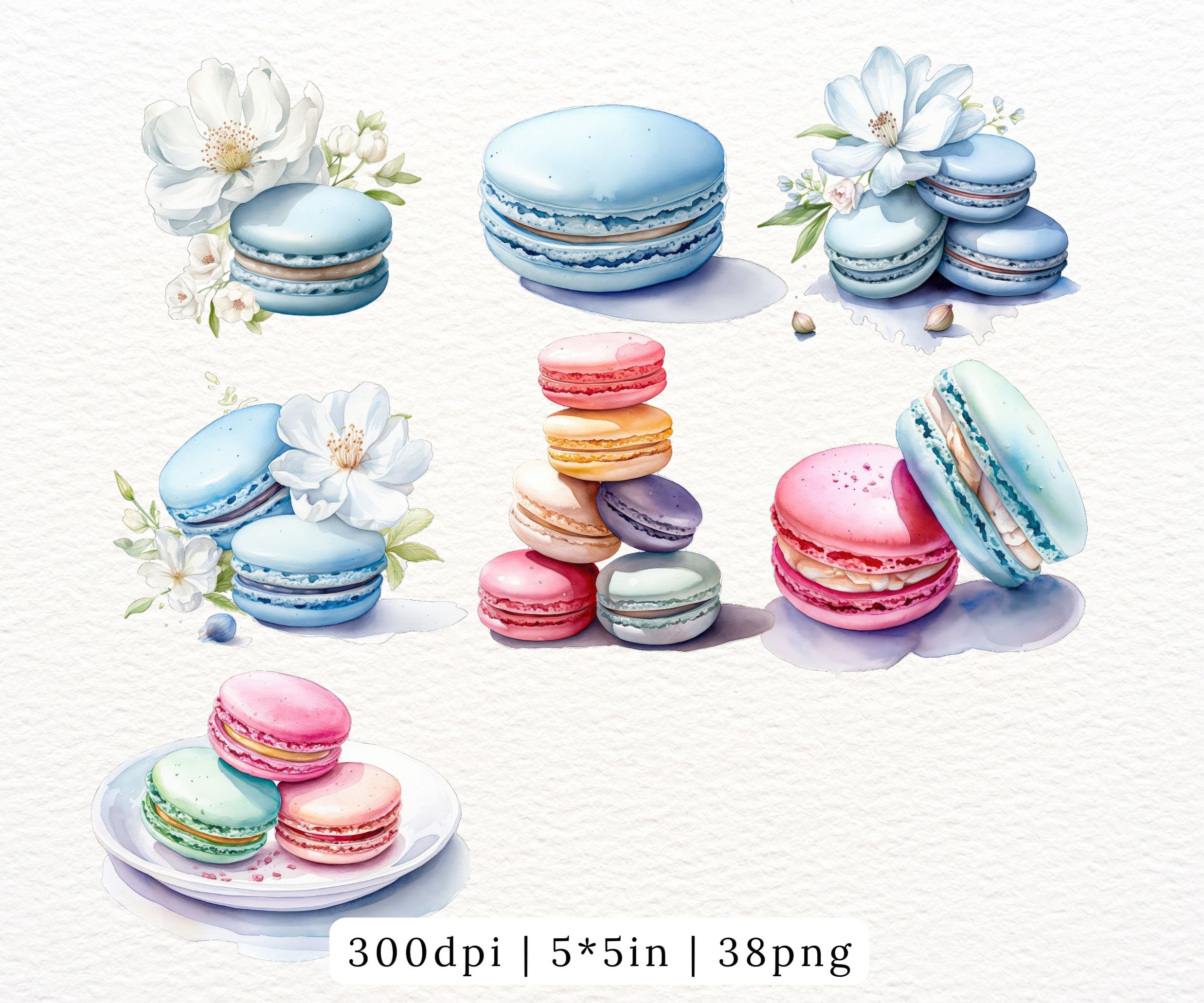 Watercolor French Macaron Clipart, Pastel Colors, Bakery Dessert With ...