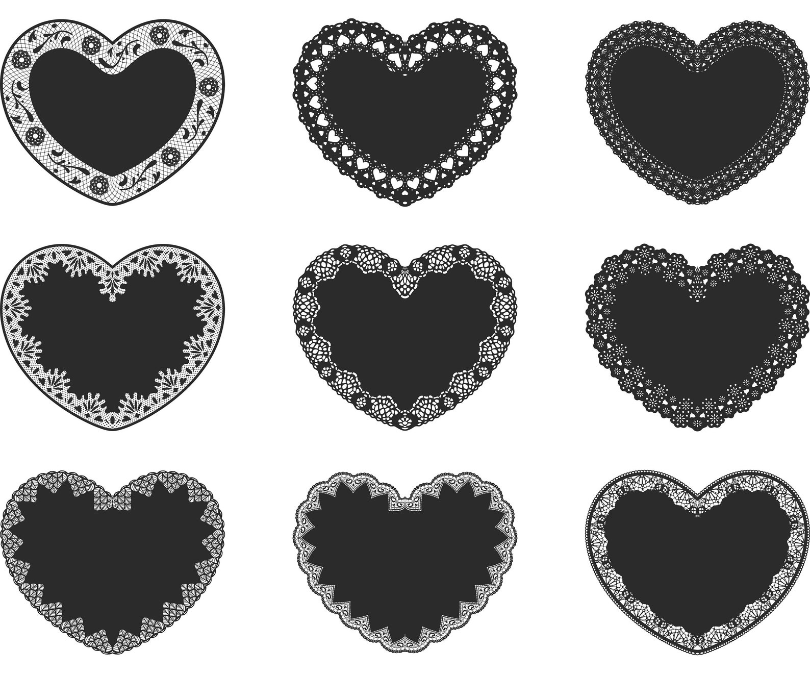 Floral Lace Heart Doily Svg-vol.4, Vintage Antique Decorative Heart ...