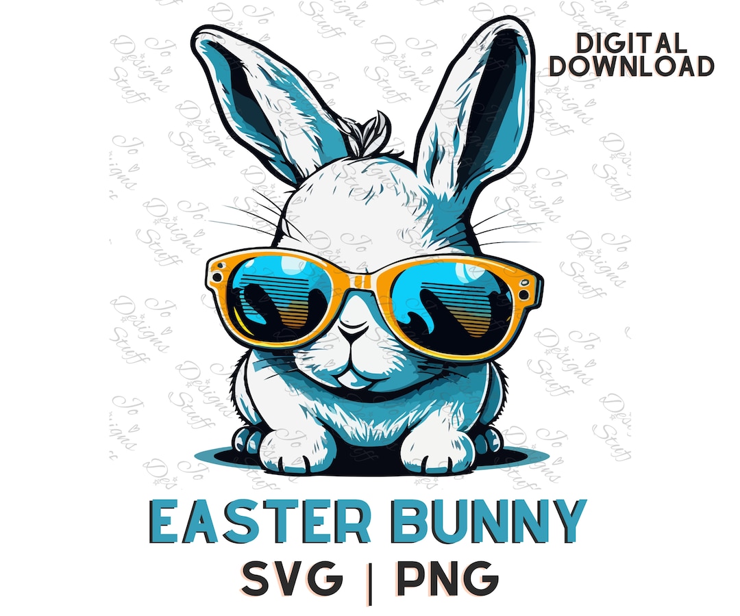 Bunny Svg, Funny Cartoon Bunny With Sunglasses Clipart, Cute Easter ...