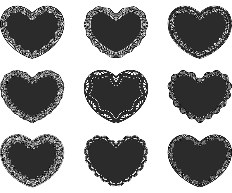Floral Lace Heart Doily Svg-vol.2, Vintage Antique Decorative Heart ...