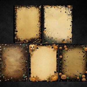 Junk Journal Papers: Vintage Halloween Themed Pages, Pumpkin and Skull ...