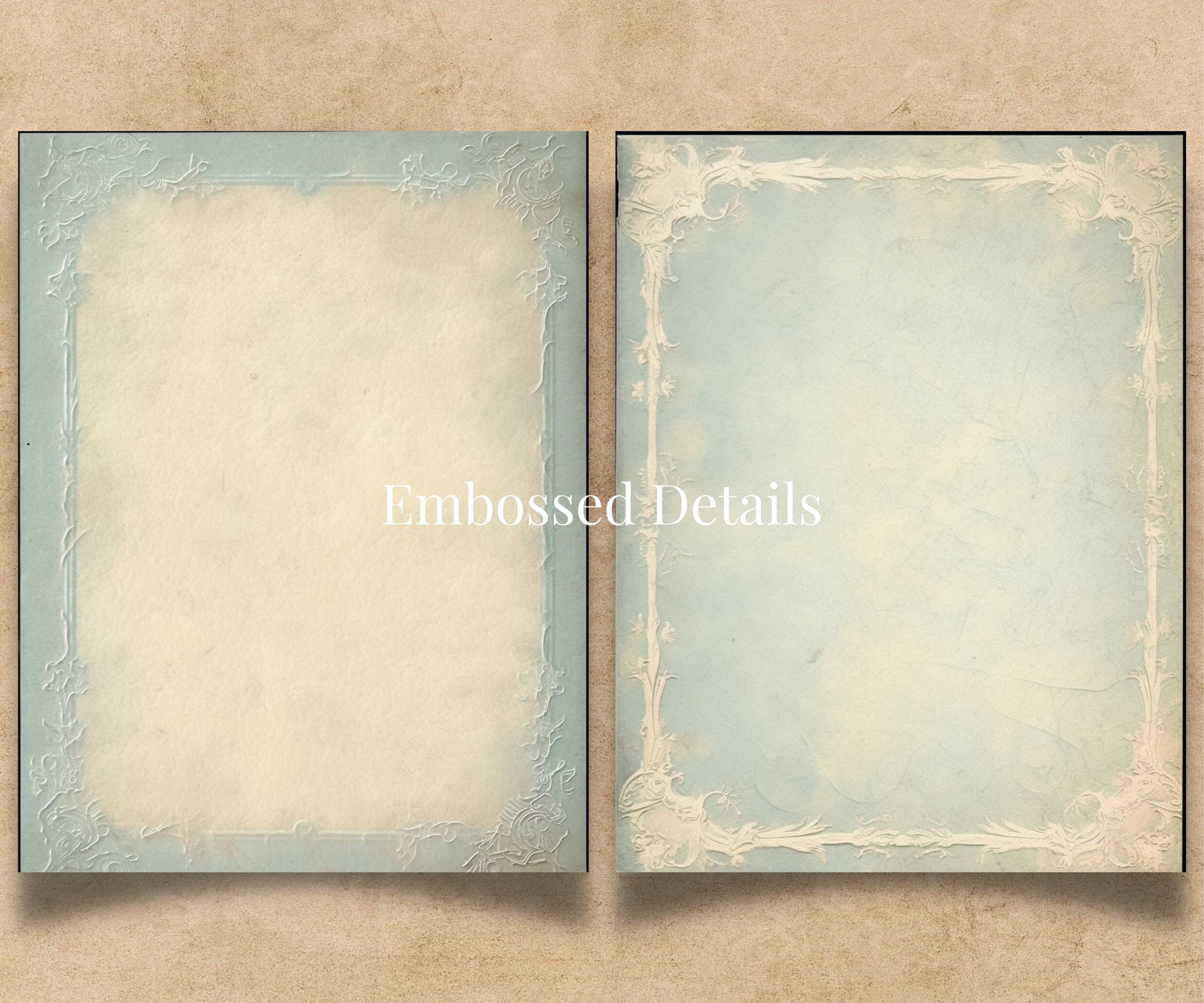Embossed Junk Journal Paper Set of 12 blue Paper Texture - Etsy
