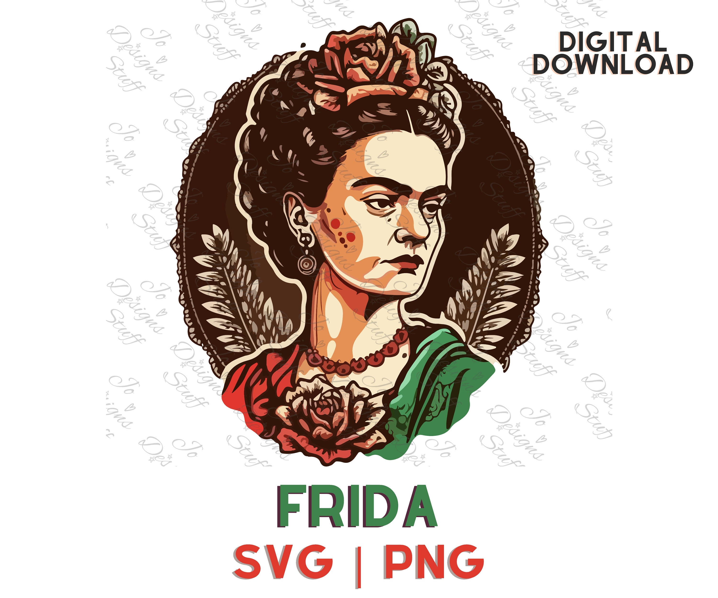 Frida Kahlo Svg, Vintage Retro Frida Kahlo With Floral Clipart Vector ...