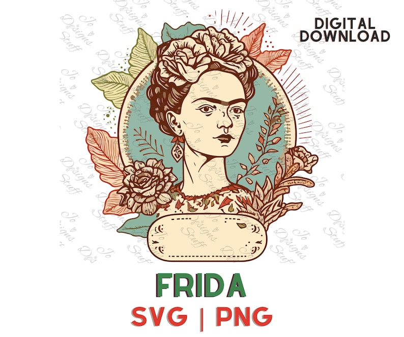Frida Kahlo Svg, Vintage Retro Frida Kahlo With Floral Clipart Vector ...