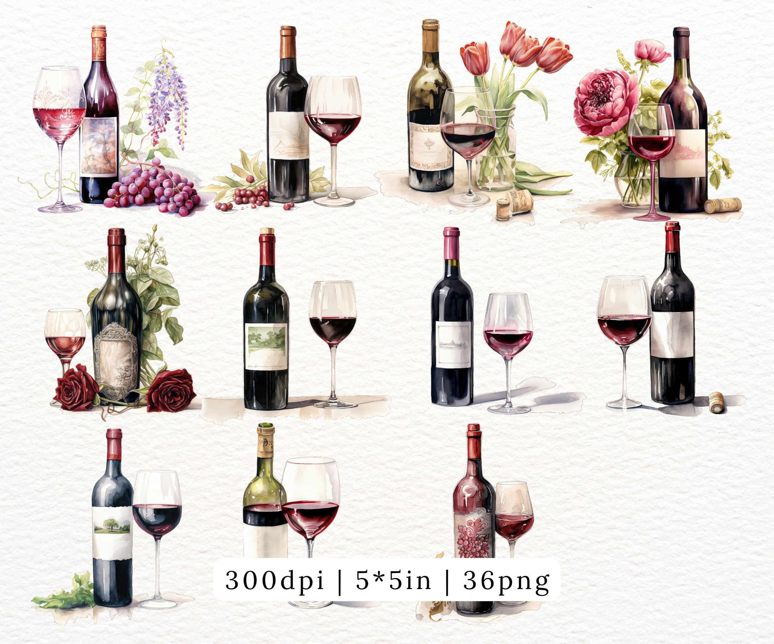 Watercolor Red Wine Clipart, Cheers to Celebration, Wine Glasses ...