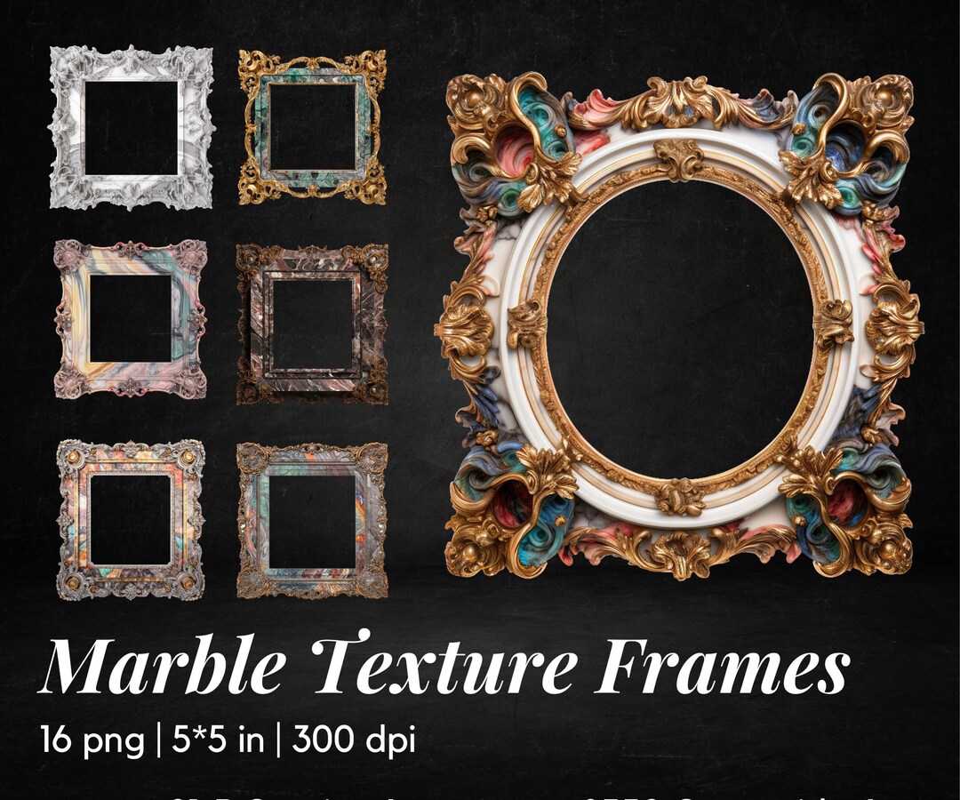 Marble Texture Frames Clipart Printable Elegant Frames Junk - Etsy
