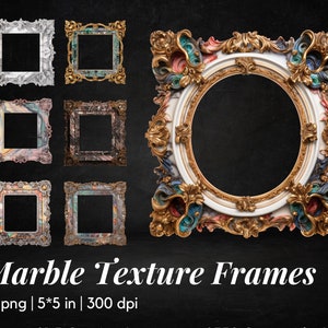 Marble Texture Frames Clipart Printable Elegant Frames Junk - Etsy
