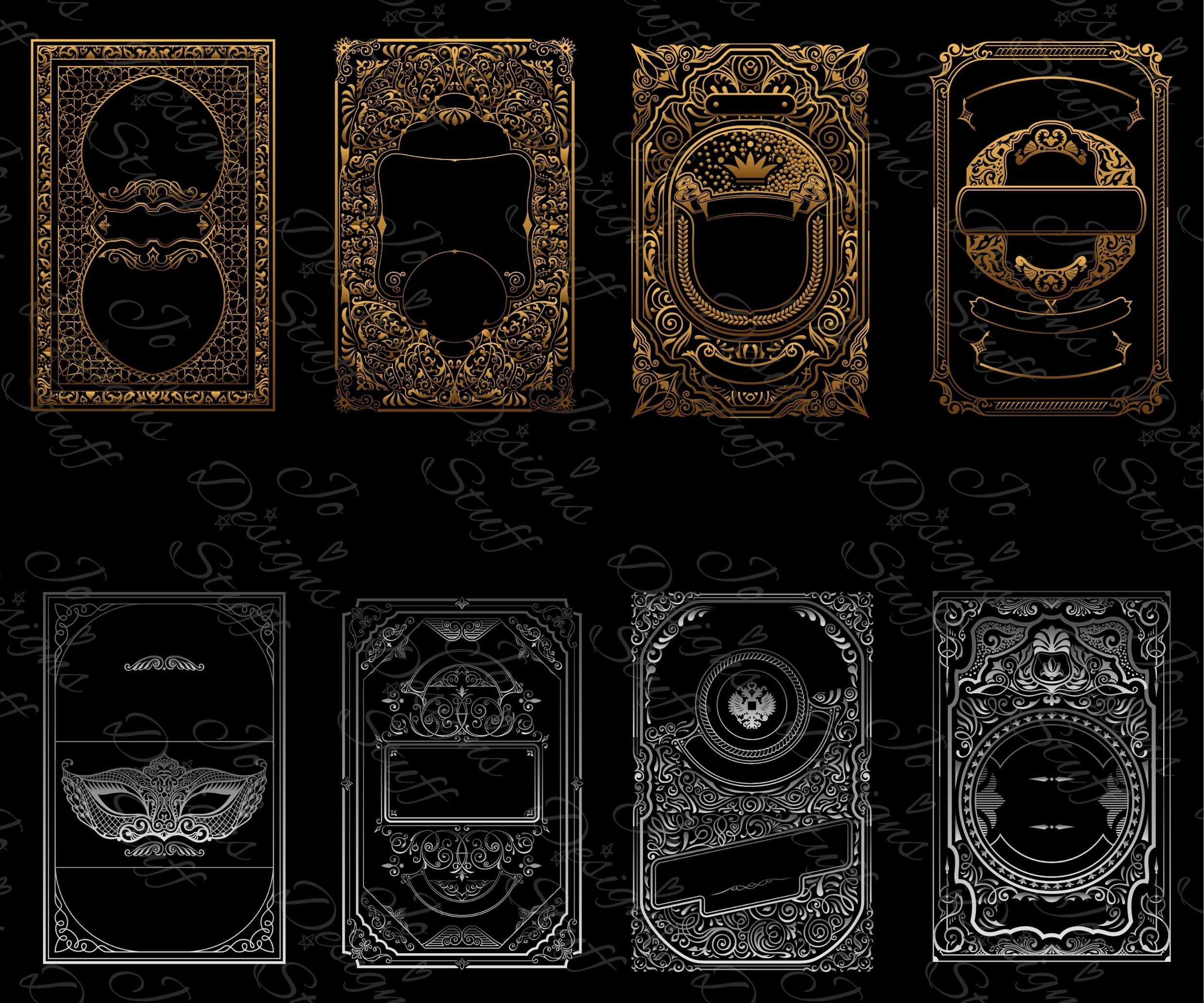 Vintage Metal Frames Labels - Elegant Gold and Silver Designs in PNG ...