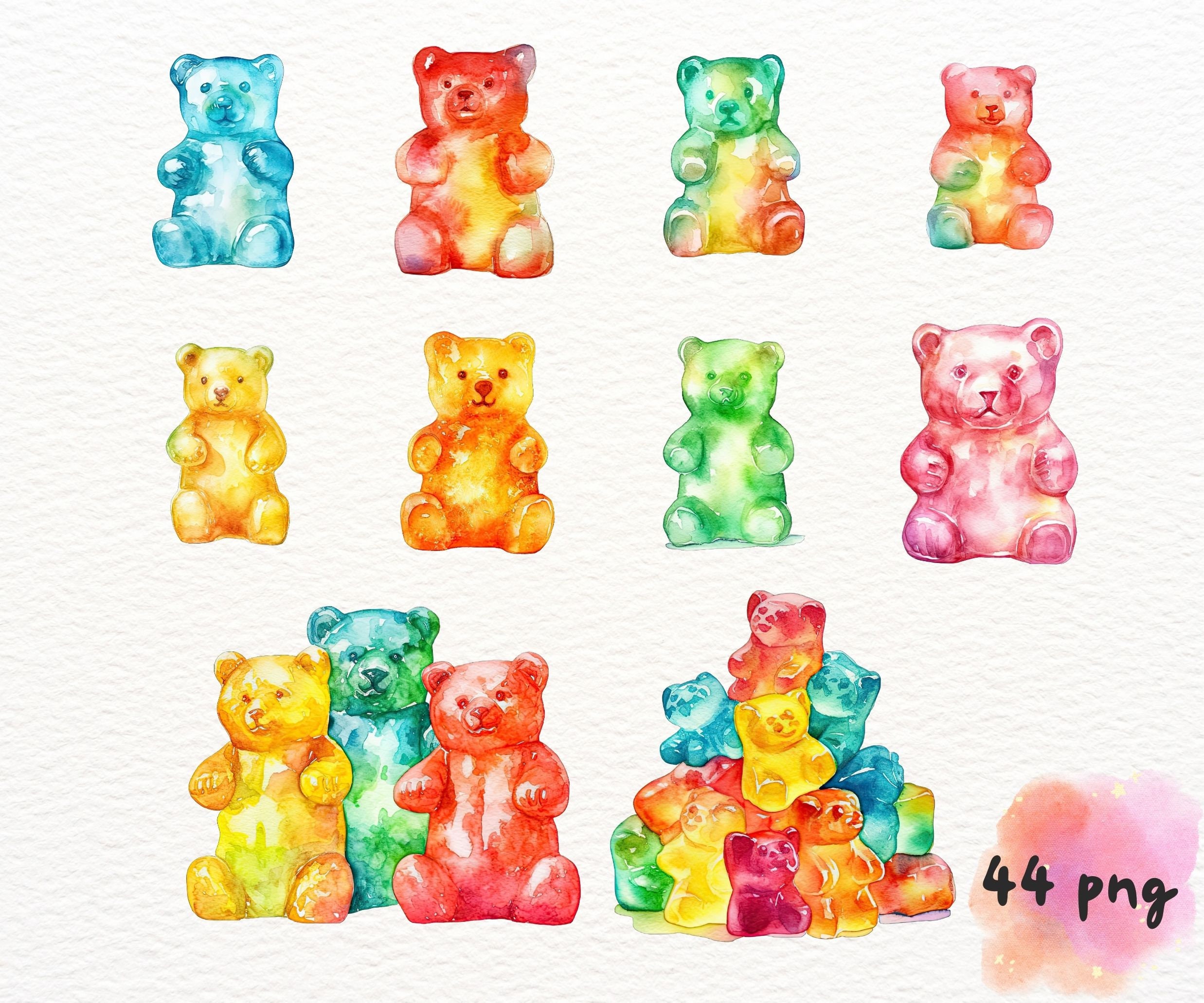 Candy Clipart Collection, Watercolor Candy Variety Pack, Gummy Bears ...