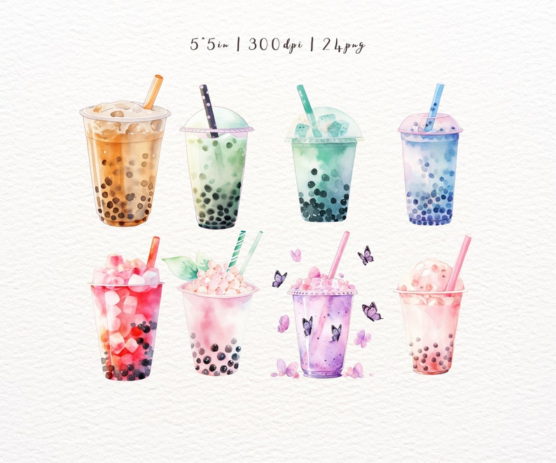Kawaii Boba Tea Clipart Bundle, Bubble Tea Clipart, Sublimation ...