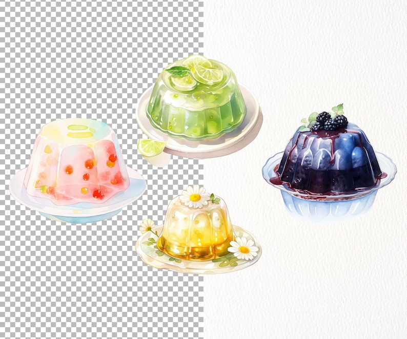 Jello Cliparts, Cute Jelly Clipart,watercolor Jello,floral Jello,herbal ...