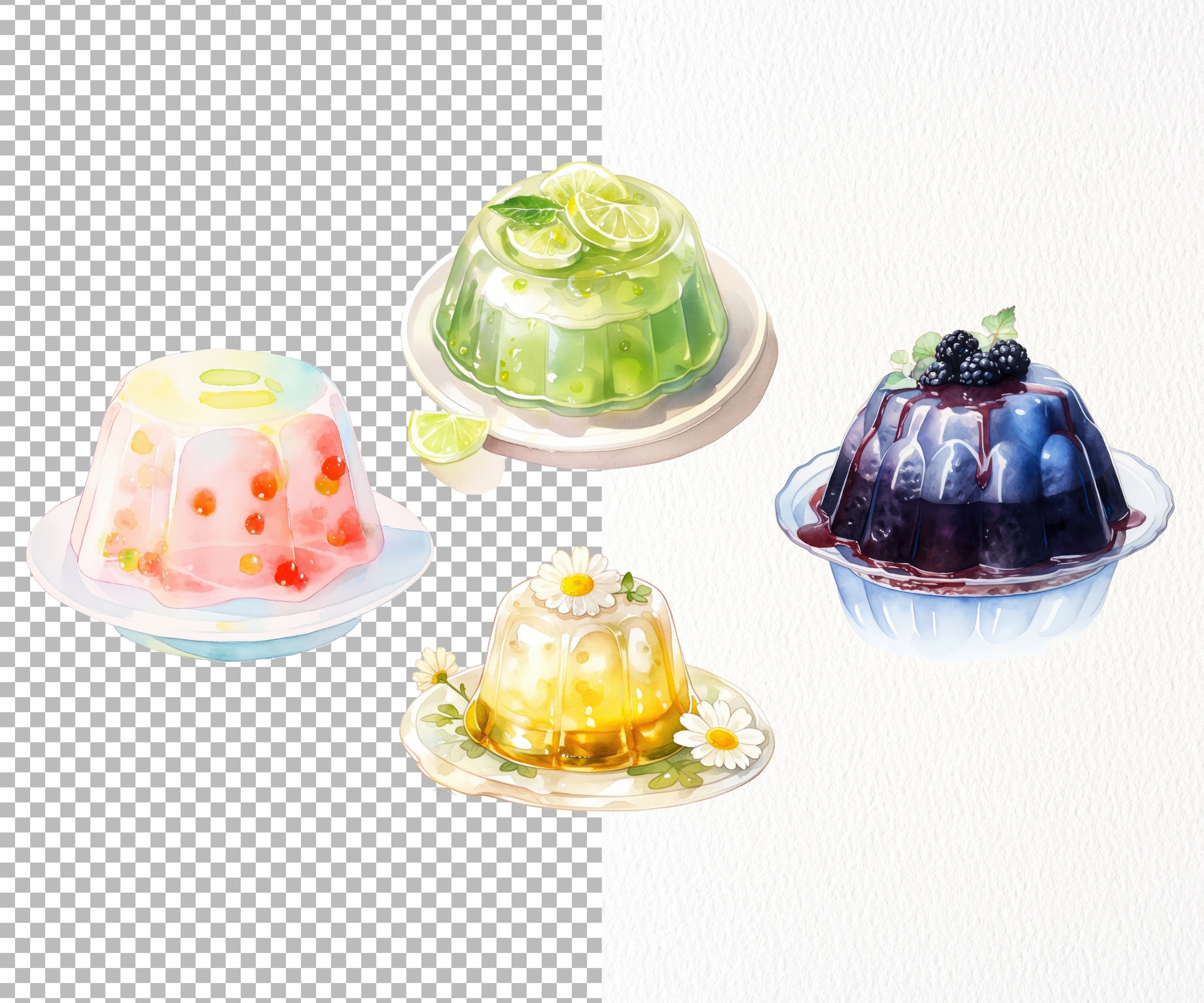 Jello Cliparts, Cute Jelly Clipart,watercolor Jello,floral Jello,herbal ...