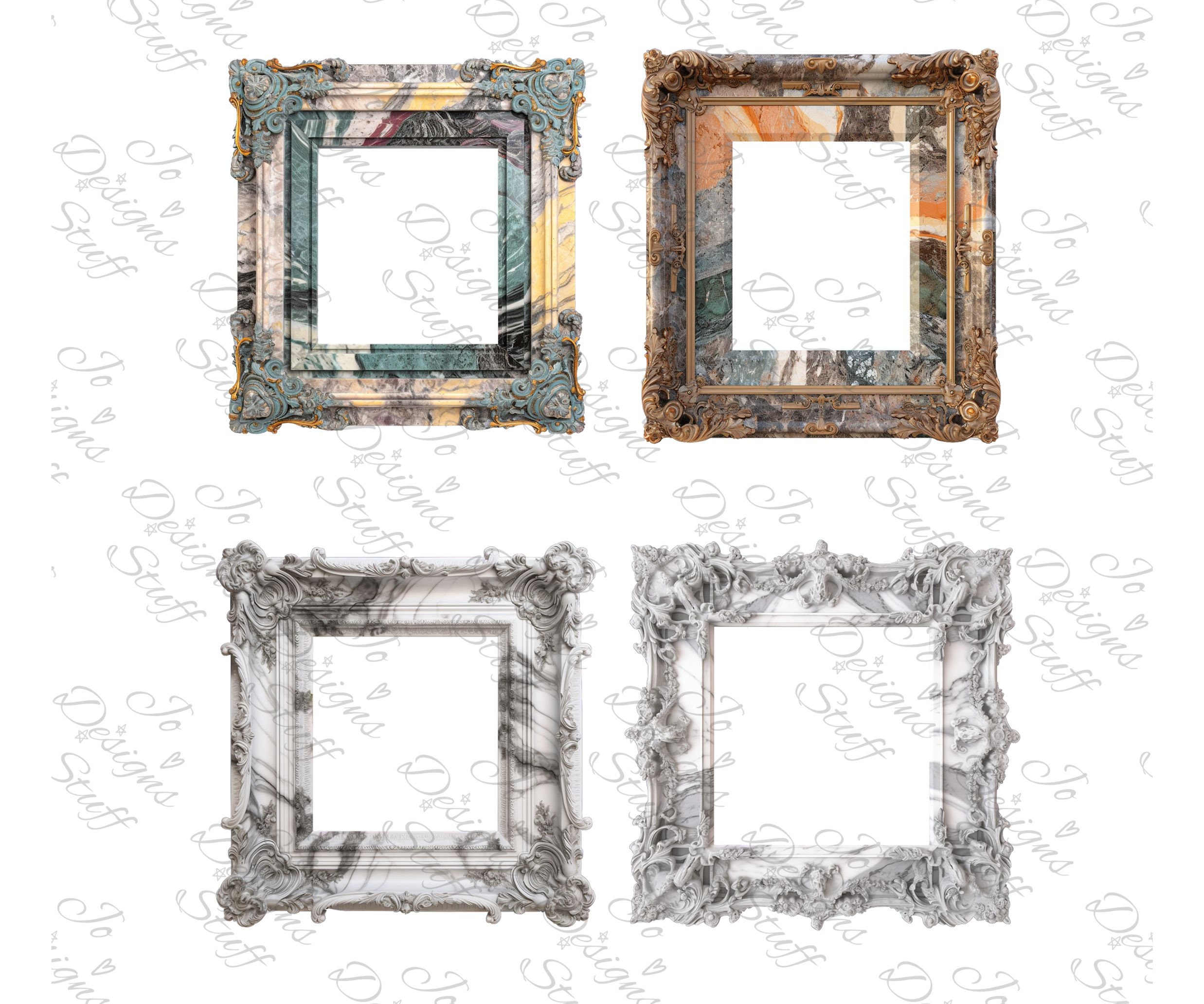 Marble Texture Frames - Fussy Cuts, Printable Elegant Frames, Junk ...