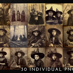 Vintage Witch Photographs - Digital Collage, Antique Halloween Ephemera ...
