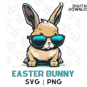 Bunny Svg, Funny Cartoon Bunny With Sunglasses Clipart, Cute Easter ...
