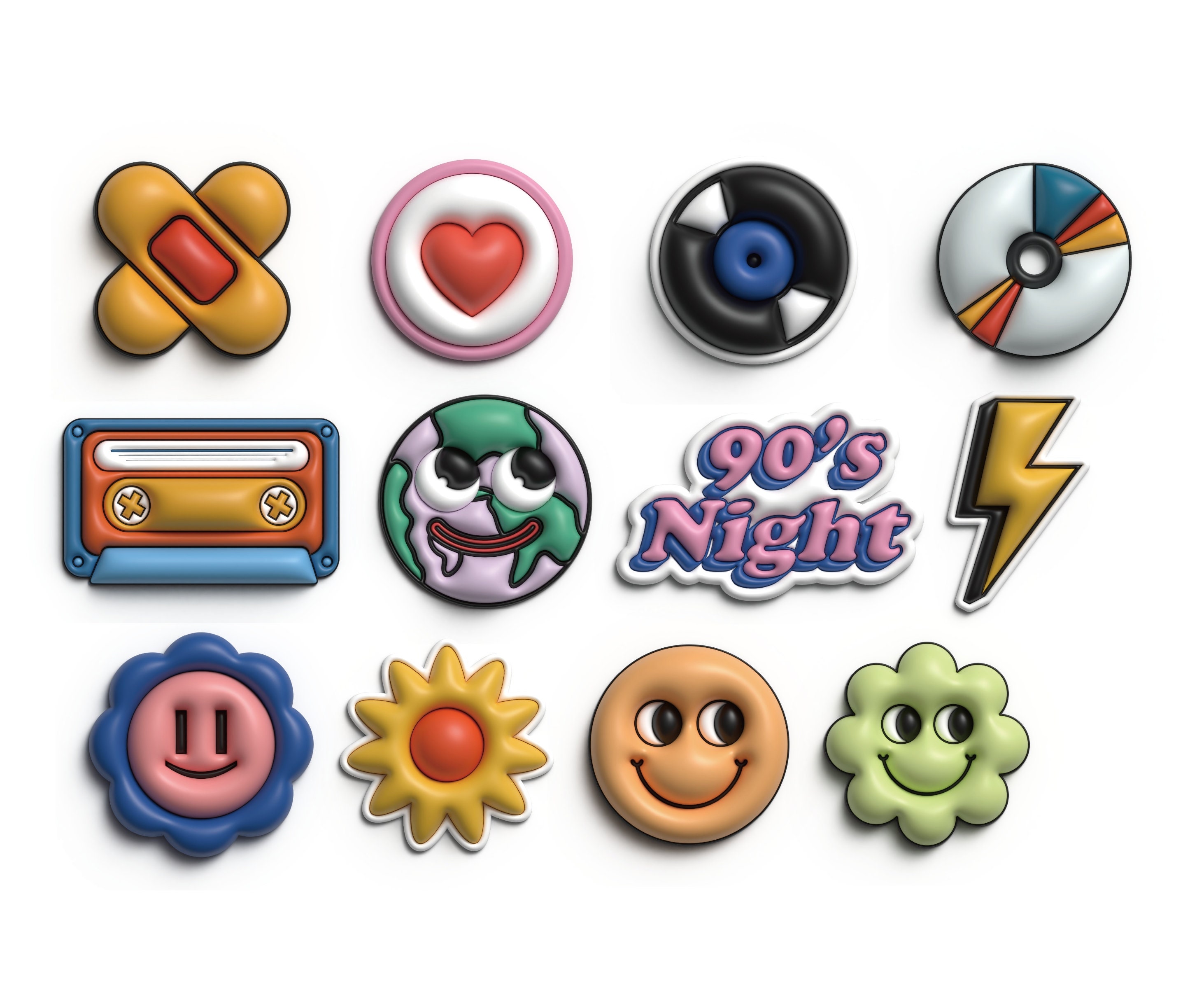 3D Digital Notebook Stickers Png, 45 Colorful and Cute Goodnotes ...