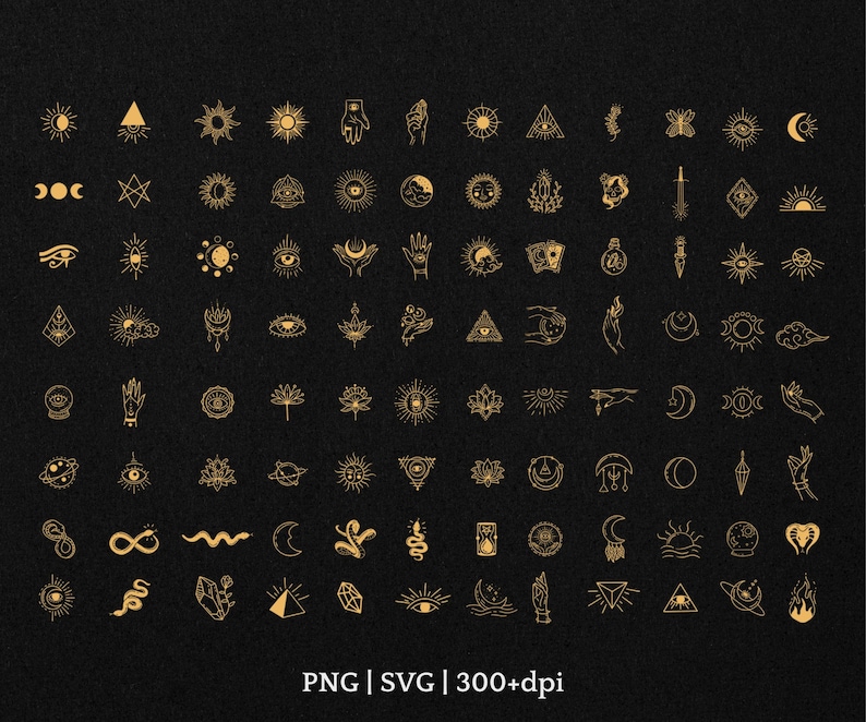 Mystic Occult Wiccan Symbols Clipart Bundle 420 Plus Designs SVG and ...