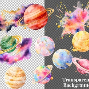 Watercolor Space Clipart - Planet Pngs, Nebula Backgrounds & Galaxy Art ...