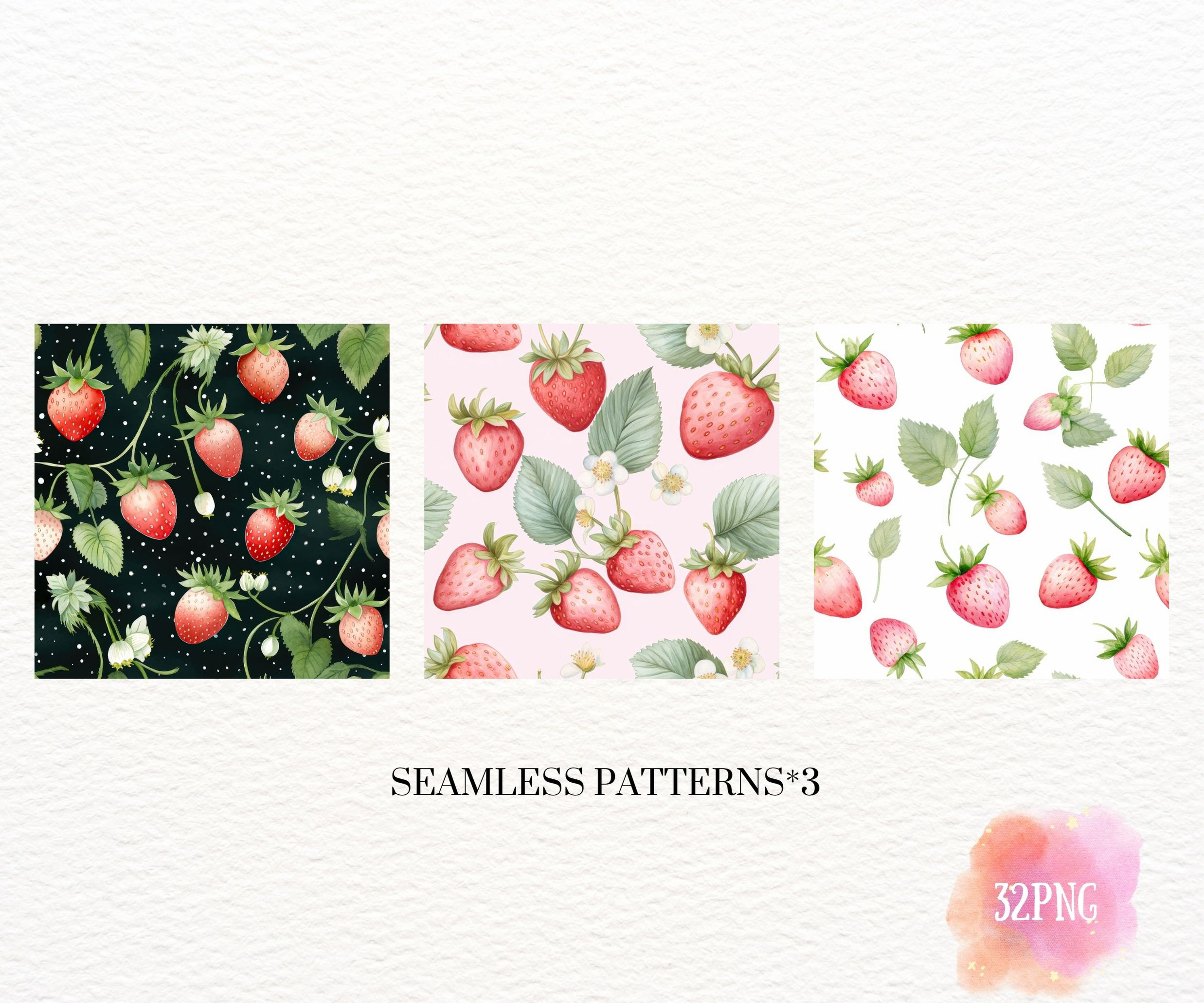 Strawberry Watercolor Clipart, Decorative Frame, Line, Leaf, Fruit ...