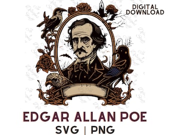 Edgar Allan Poe Logo Svg, Cartoon Edgar Allan Poe Clipart Vector With ...