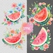 Watermelon Watercolor Clipart, Decorative Frame, Line, Leaf, Fruit ...