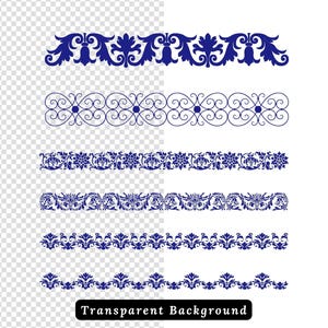 Chinese Porcelain Border SVG PNG Bundle for Asian Blue and White ...