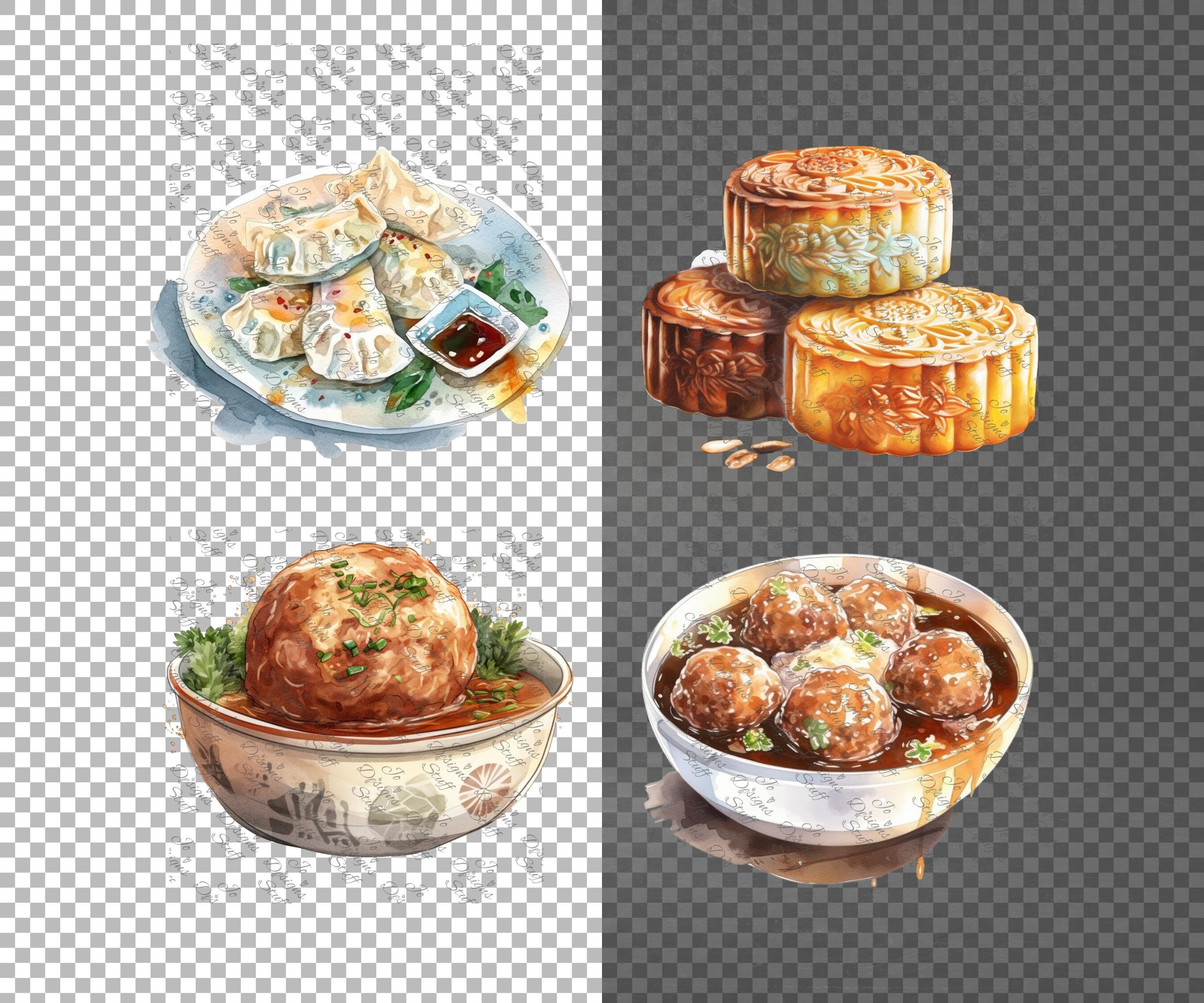 Asian Food Clipart Collection Watercolor Dumplings Hot Pot - Etsy