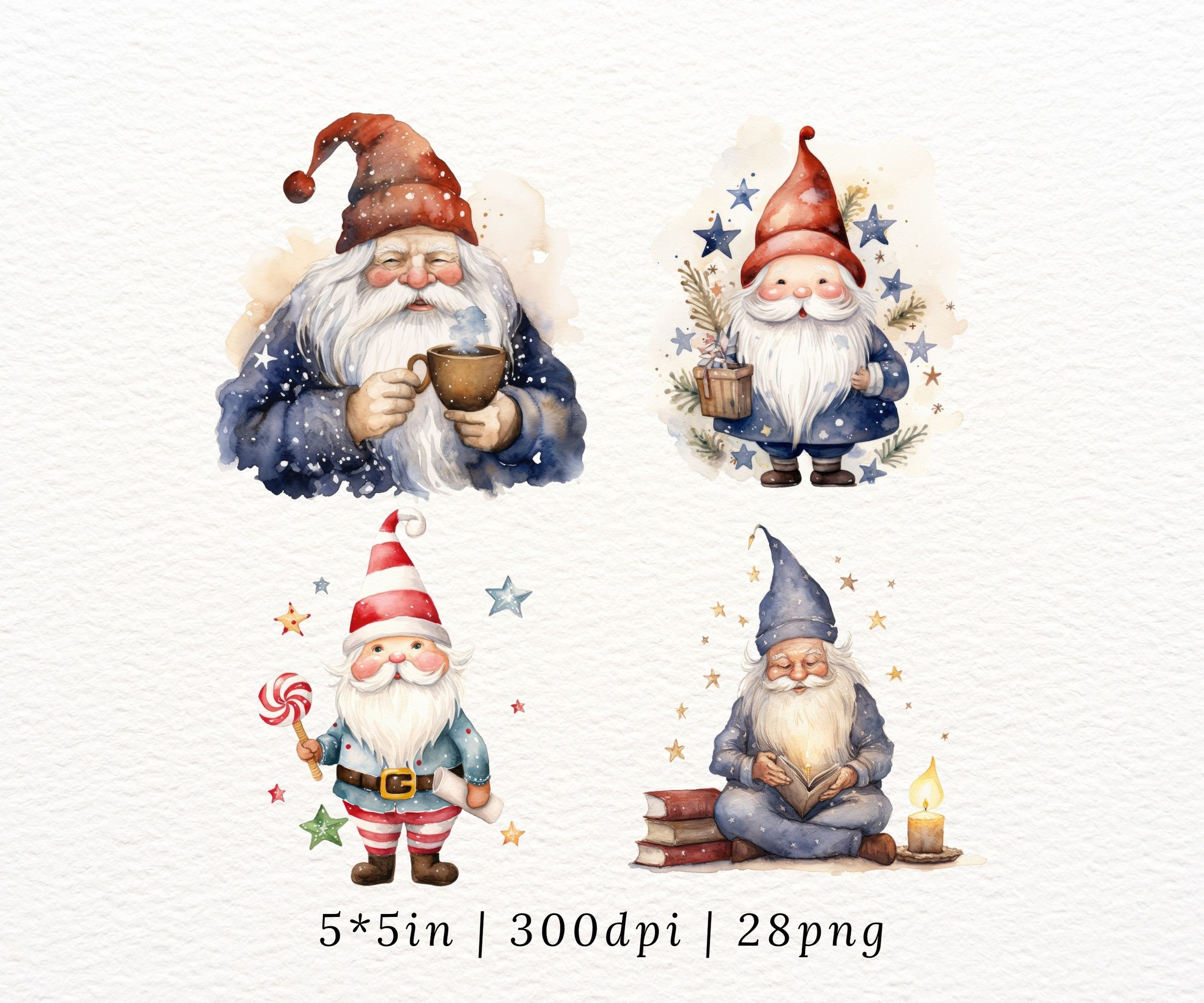Watercolor Christmas Gnome PNG Clipart Cozy Holiday Gnomes With Cocoa ...