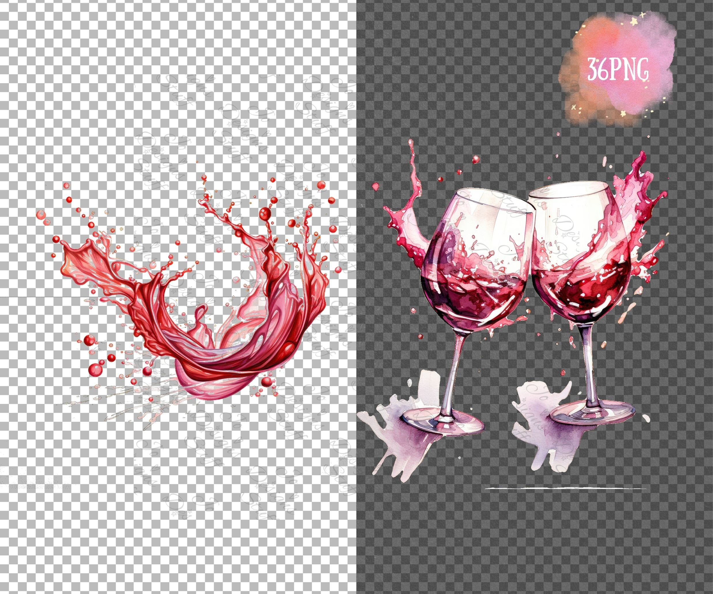 Watercolor Red Wine Clipart, Cheers to Celebration, Wine Glasses ...