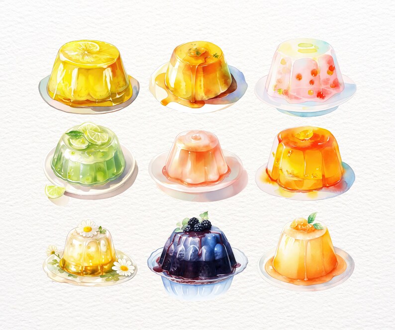 Jello Cliparts, Cute Jelly Clipart,watercolor Jello,floral Jello,herbal ...