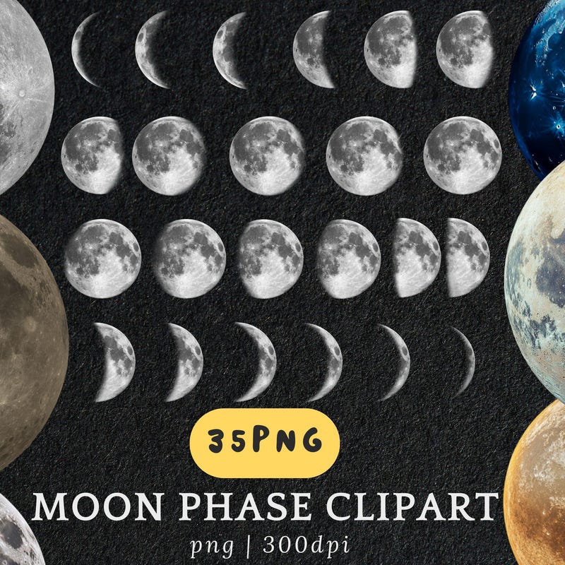 Moon Textures Clipart - Etsy UK