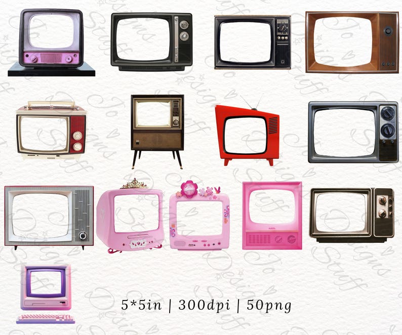 Retro TV PNG Digital Download Vintage Television Clipart Transparent ...
