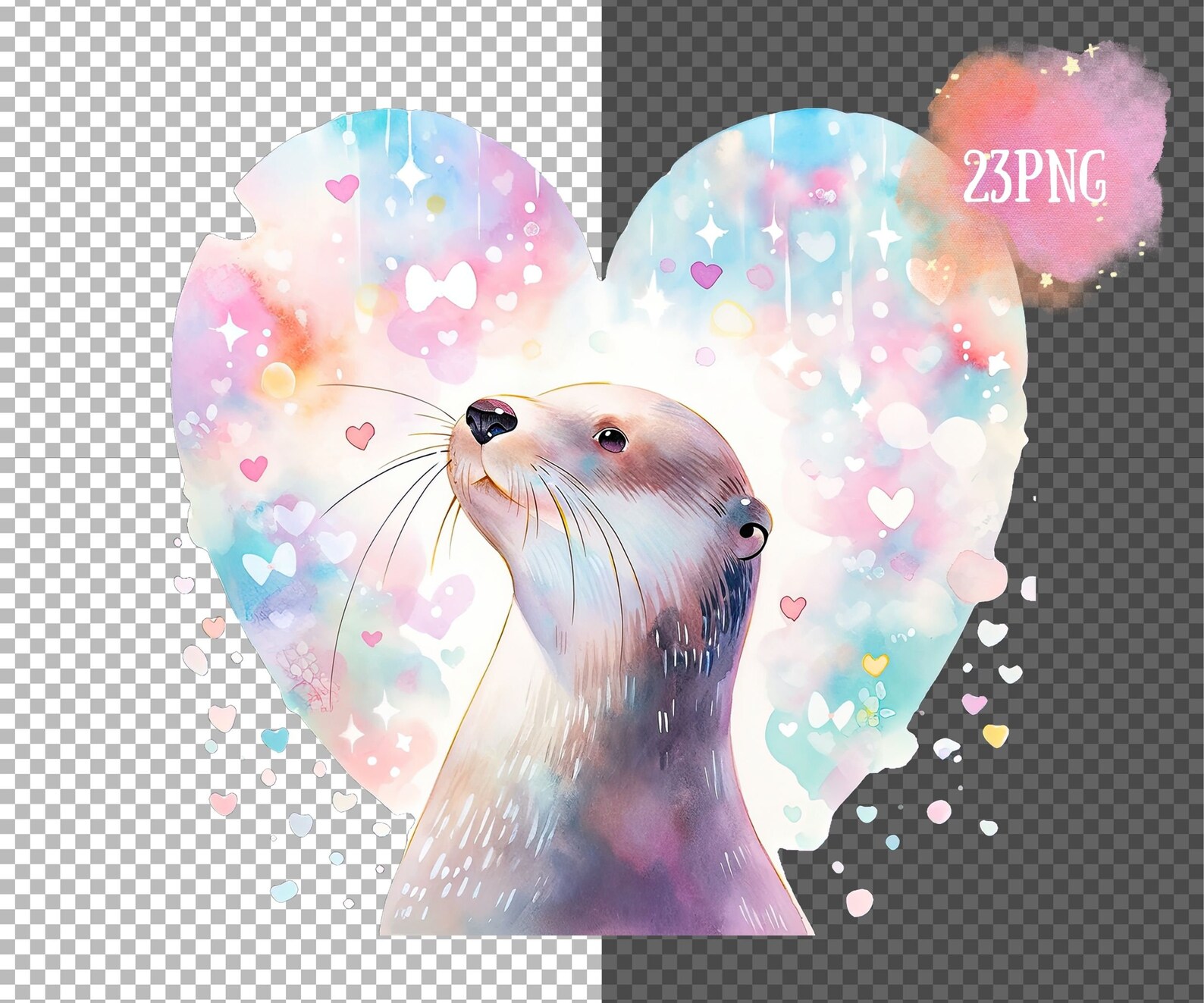 Chubby Otters Watercolor Clipart Cute Kawaii Cartoon Sea Otters, Baby ...