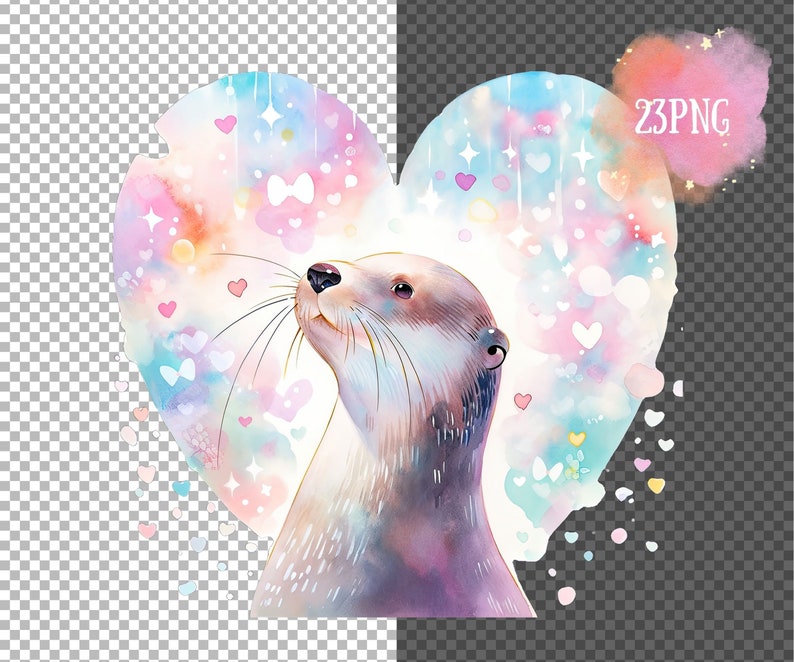 Chubby Otters Watercolor Clipart Cute Kawaii Cartoon Sea Otters, Baby ...